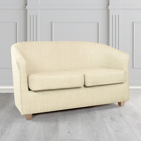 Cannes Charles Cream Linen Fabric 2 Seater Tub Sofa